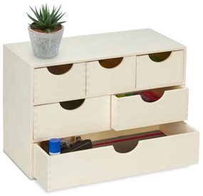 Zeller Present Dřevěný organizér s 6 šuplíky na psací a kancelářské potřeby ZELLER 40 x 20 x 28 cm