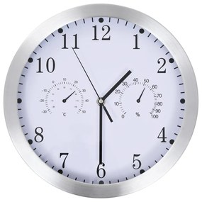 Nástěnné hodiny strojek Quartz vlhkoměr a teploměr 30 cm bílé,  50623