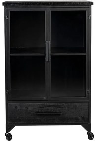OnaDnes -20% White Label Černá dřevěná vitrína WLL Ferre 105x65 cm