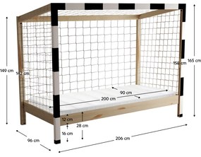 Kondela Montessori postel, přírodní/bílá/černá, 90x200, FUTAL