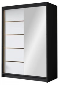 Šatní skříň se zrcadlem Virento III 120, Barva: černá / bílá