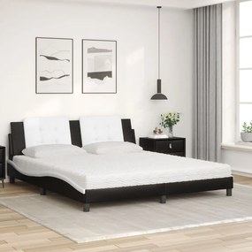 Postel s matrací Zadar černá a bílá 180 x 200 cm umělá kůže 3208885