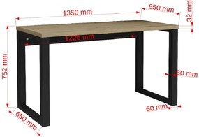 ADRK PC stůl MARO B-ART, dub artisan/černá