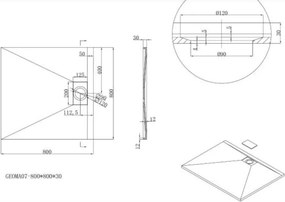Sprchová vanička z litého mramoru DOPORRO GEOMA 07 70-160cm