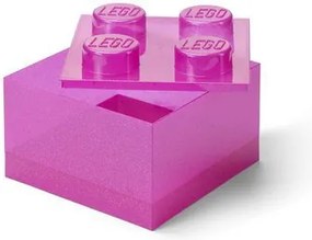 Lego úložný box s víkem, třpytivě růžový