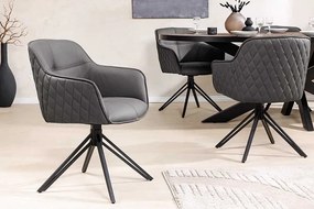 Designová otočná židle Natasha šedá kůže