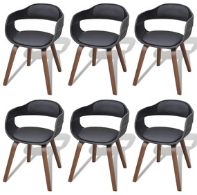 271950 vidaXL Jídelní židle 6 ks černé ohýbané dřevo a umělá kůže