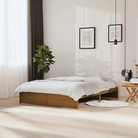 Rám postele medově hnědý masivní dřevo 150 x 200 cm King Size - Default Title
