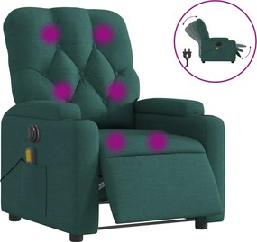 Elektrické masážní polohovací křeslo tmavě zelené textil 3204704