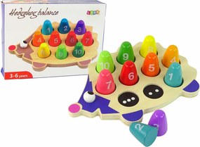 LEAN Toys Dřevěný edukační ježek s 10 barevnými figurkami
