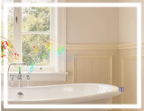 HOMCOM LED koupelnové zrcadlo Bluetooth 90 x 70 cm dotykový spínač, stmívatelné světlo 3 barvy, protimlž, paměť, stříbrné