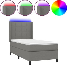 Box spring postel s matrací a LED tmavě šedá 80 x 200 cm textil 3138270