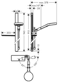 Hansgrohe Rainfinity, sprchová sada 130 3jet s tyčí 90 cm a poličkou na mýdlo, chromová, HAN-27671000