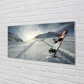 akrylový obraz Deska ve sněhu horách 125x50 cm