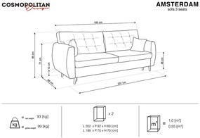 COSMOPOLITAN DESIGN Třímístná rozkládací pohovka s úložným prostorem Amsterdam