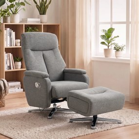 HOMCOM Relaxační křeslo manuálně nastavitelné, lounge křeslo s podnožkou, tmavě šedá