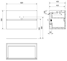 Sapho, ODETTA umyvadlová skříňka 82x50x43,5cm, bílá lesk, DT085-3030