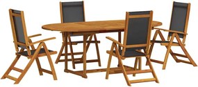 5dílný zahradní jídelní set masivní akáciové dřevo a textilen 3279258