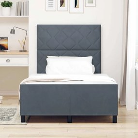 Postel s boxspringem s čelo Tmavě šedá 120 x 200 cm samet 3345000