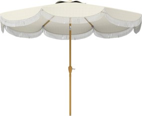 Patio slunečník Outsunny Ø269 cm se sklopným ramenem a kličkou, UV30+ ochrana pro terasu béžový | Aosom