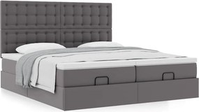 Osmanský rám postele s matrací šedá 200x200cm umělá kůže 3313662