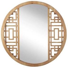 Nástěnné zrcadlo ⌀ 60 cm světlé dřevo FIRMINY Beliani