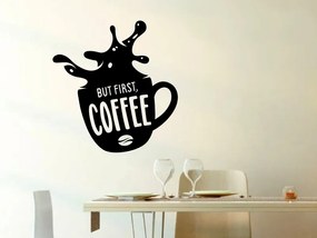 Samolepky na zeď - But first Coffee Barva: Oranžová, Velikost: 40x37 cm