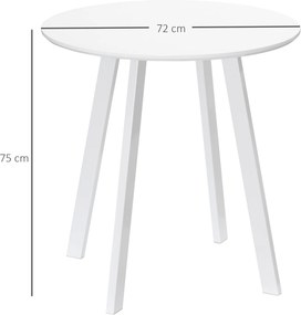 HOMCOM Jídelní stůl Kulatý kuchyňský stůl, odkládací stolek, jídelní stůl, zkosené nohy, bílý, 72x72x75cm| Aosom
