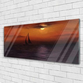 akrylový obraz Moře Loďka Krajina 125x50 cm