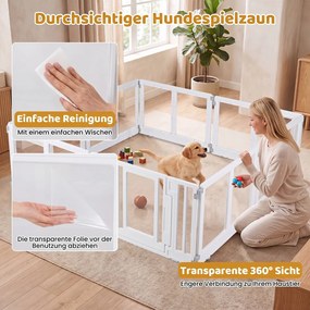 Costway Ohrádka pro psy s bezpečně uzamykatelnými dvířky 8 Panely Průhledná