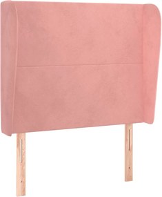 Čelo postele typu ušák růžové 93 x 23 x 118/128 cm samet 3117717