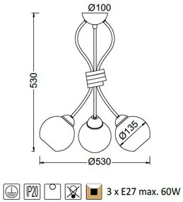 ACA DECOR Závěsné svítidlo FOYER max. 3x60W/E27/230V/IP20