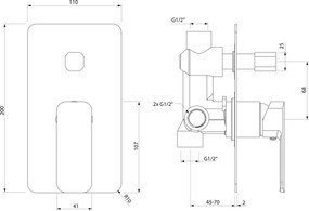 Sapho Sapho, SPY podomítková sprchová baterie, 2 výstupy, otočný přepínač, chrom, PY43