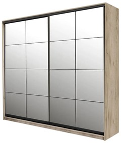 Skříň s posuvnými dveřmi 2 zrcadla 180x240x60 cm W Loft Lines BL Dub kraft šedý