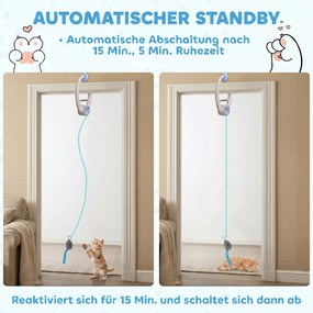 PawHut Interaktivní hračka pro kočky, USB nabíjecí, zavěšená na dveře, skákající myš pro kočky, 24,1 x 13,8 x 6,6 cm, bílá