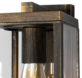 Venkovní nástěnná lucerna starožitná zlatá se senzorem světlo-tma IP44 - Charlois
