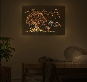 Li-Go "Dva duby" světelný obraz s baterií 90x62cm varianta ovládání: manuál/pohybové čidlo, provedení povrchu: dub