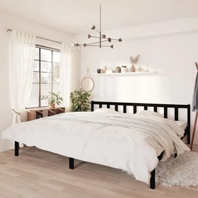 Rám postele černý masivní borové dřevo 200 x 200 cm - Default Title