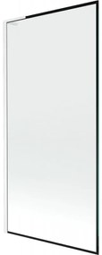 Mexen Next L, 1-křídlová vanová zástěna 90 x 150 cm, 6mm čiré sklo-černý vzor, ​​bílý profil, 895-090-000-03-70-20