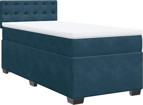 Box spring postel s matrací tmavě modrá 90x190 cm samet 3286190