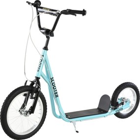 HOMCOM Dětské koloběžka pro děti od 5 let s 2 nafukovacími gumovými koly a dvojitým brzdovým systémem, nastavitelné řídítka, nosnost 100 kg, rozměry 1