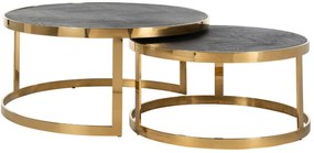 Černo zlatý dubový set dvou konferenčních stolků Richmond Blackbone 74/91,5 cm