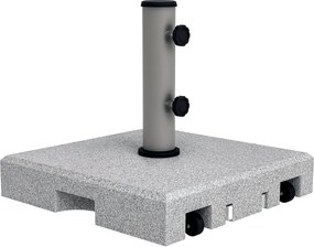 Stojan na deštník Outsunny z granitu 28 kg se dvěma otočnými knoflíky pro průměr tyče Ø 32/38/48 mm, stojan na deštník s kolečky pro zahradu, balkon,