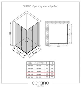 CERANO - Sprchový kout Volpe Duo L/P - chrom, transparentní sklo - 90x90 cm - skládací