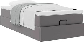 Osmanský rám postele s matrací šedá 80x200cm umělá kůže 3311009