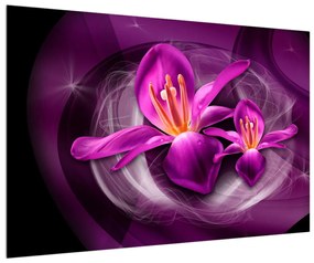 Moderní fialový obraz květů (90x60 cm)