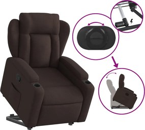 Zvedací polohovací křeslo tmavě hnědé textil 3204487