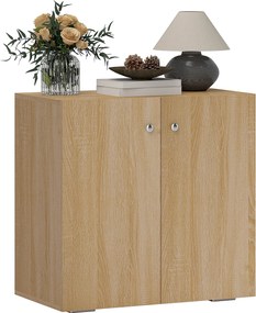 HOMCOM Skříňka do obývacího pokoje s 2 dvířky, úložná skříň s 2 policemi na knihy, oblečení a hračky, moderní styl 70x39x70 cm, přírodní dřevo | Aosom