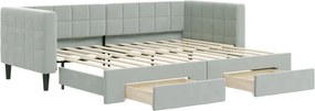 Válenda s přistýlkou a zásuvkami světle šedá 80 x 200 cm samet 3196732