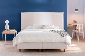 Krémová postel s úložným prostorem a s čelem LUNA Ilsa, 160x200